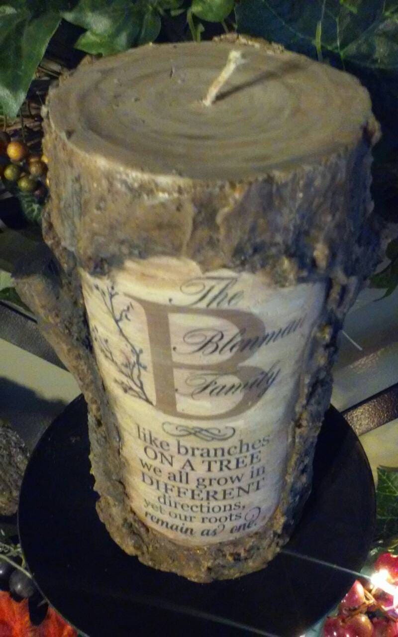 Candlepersonalized Family Tree Log Carved Custom Giftrustic | Etsy