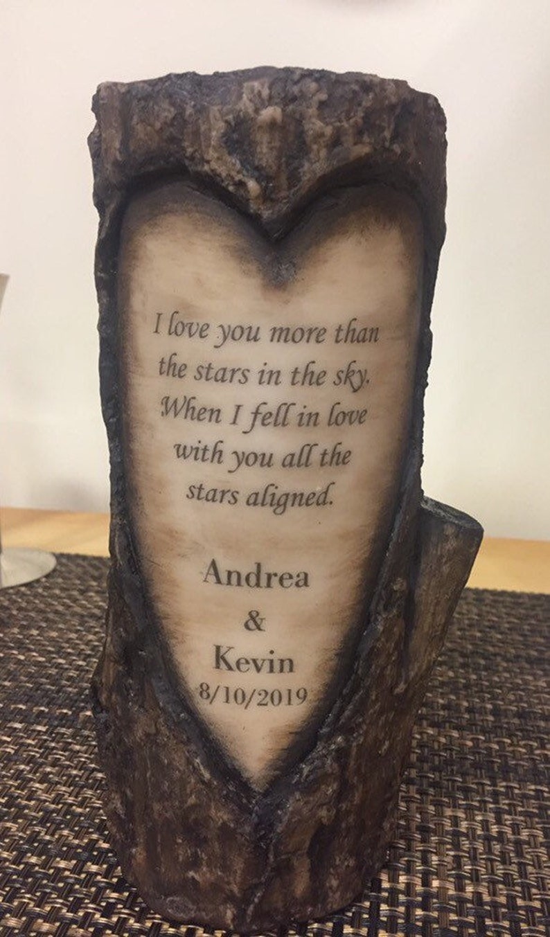Birch or Oak Tree Personalized Poem Pillar Candle - Wedding or ...