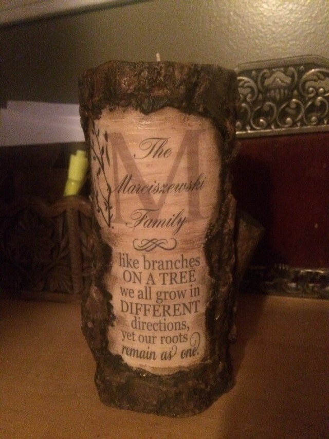 Candlepersonalized Family Tree Log Carved Custom Giftrustic | Etsy