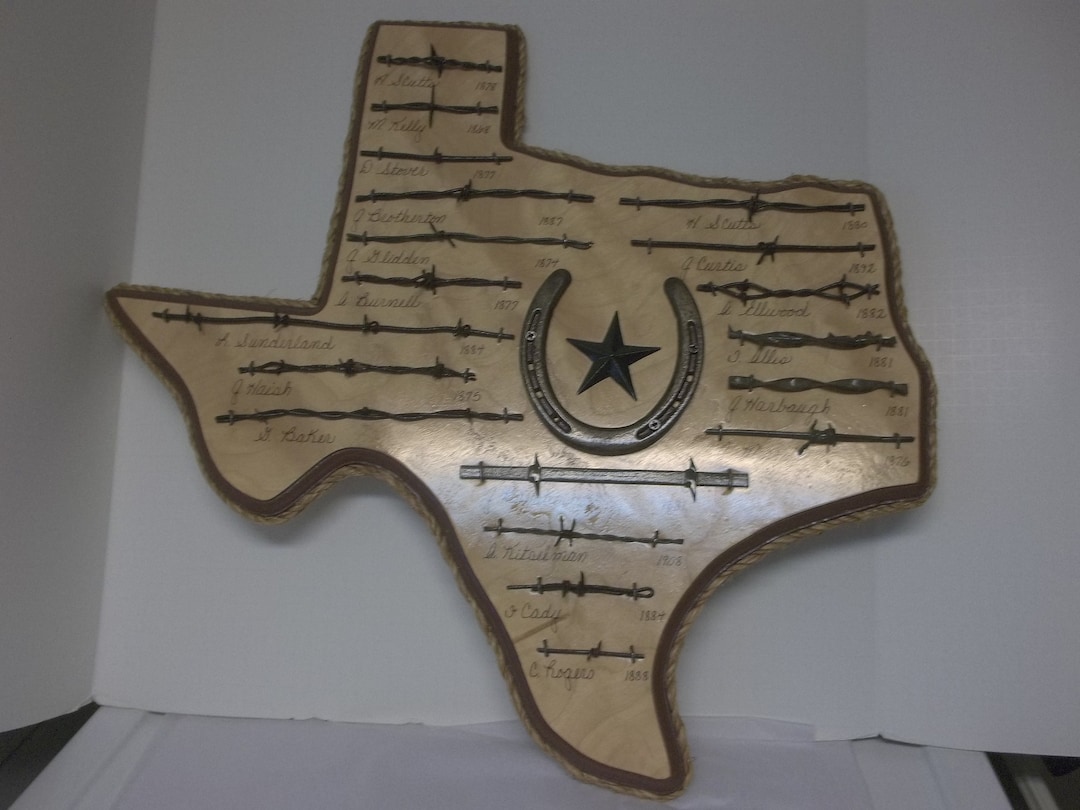 Large Antique Barbed Wire, Texas Barbed Wire 1868-1908, Display on Wood ...