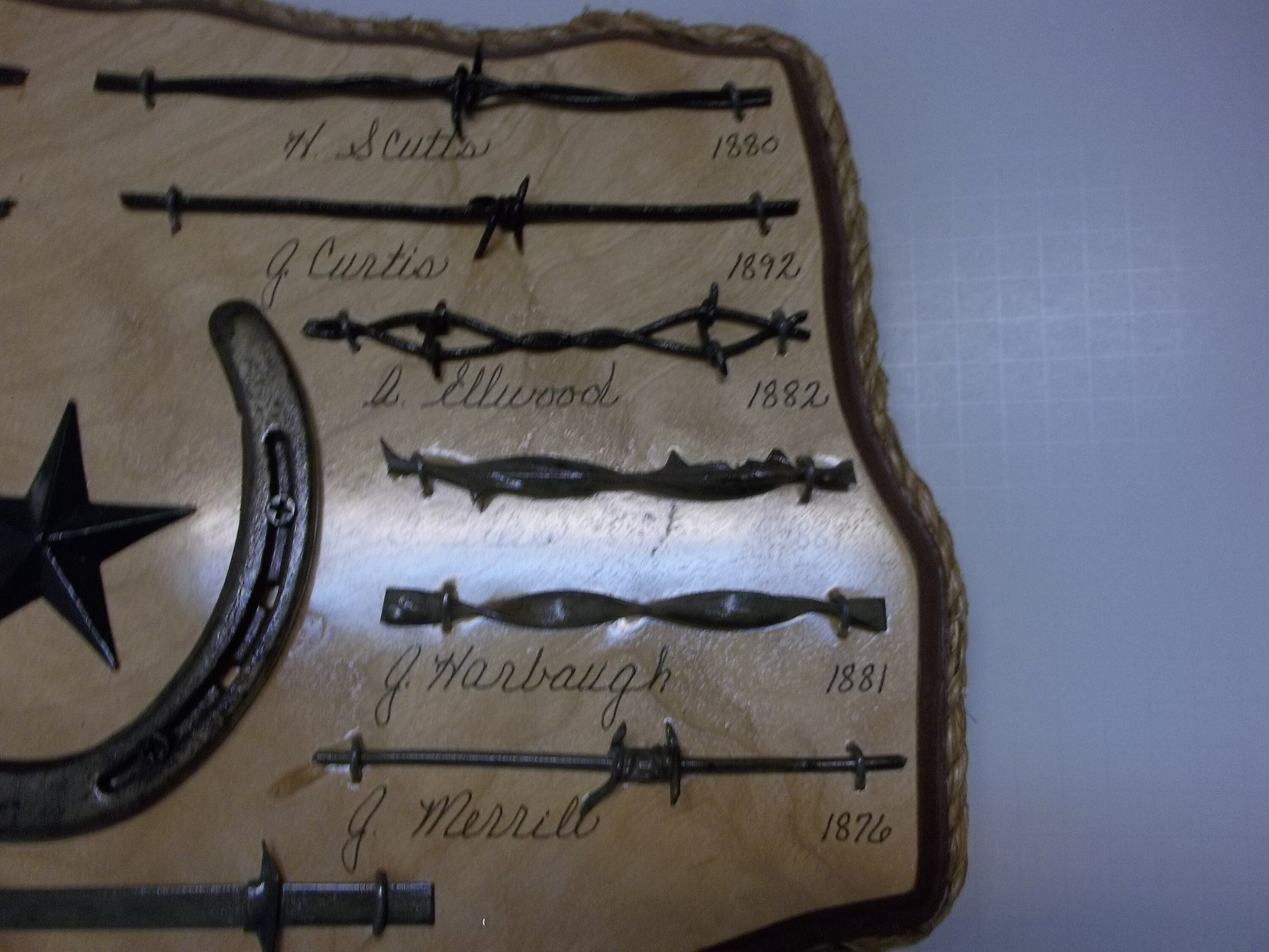 Large Antique Barbed Wire, Texas Barbed Wire 1868-1908, Display on Wood ...