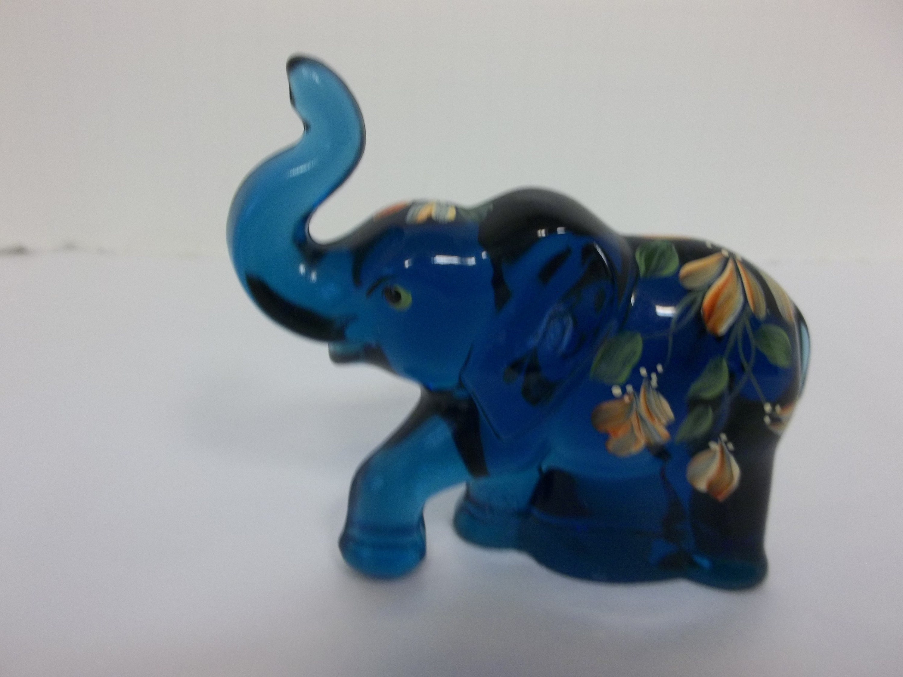 Beautiful Fenton for Lenox, Blue Elephant, Hand Painted, Signed by ...