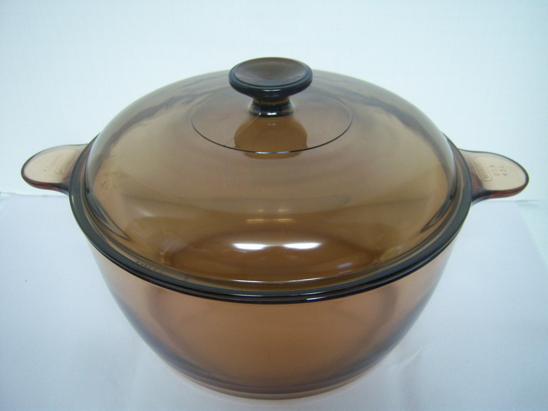 Vintage Corning Pyrex Amber Cookware, Vision France on One Tab Handle ...