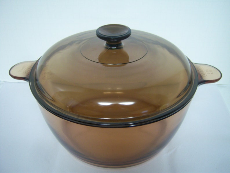 Vintage Corning Pyrex Amber Cookware, Vision France on One Tab Handle ...