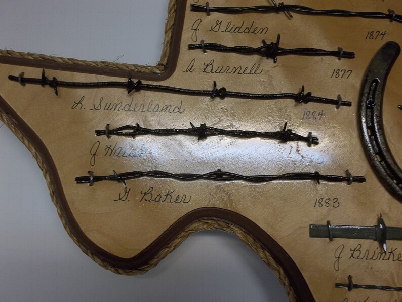 Large Antique Barbed Wire, Texas Barbed Wire 1868-1908, Display on Wood ...