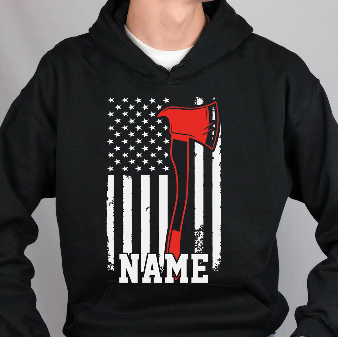 Custom Firefighter Hoodie Personalized Firefighting Sweatshirt Thin Red ...