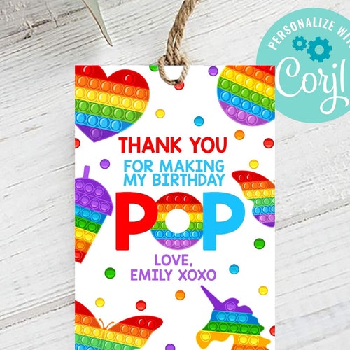 Editable Fidget Party Favor Tags Pop It Party Thank You Tag - Etsy