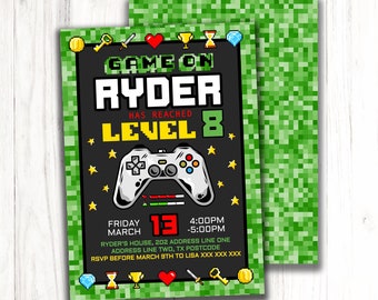 Pixel Party Invite - Etsy