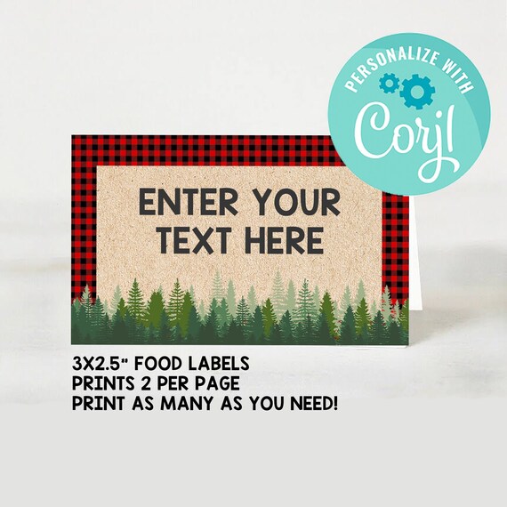 Lumberjack Food Labels, Lumberjack Buffet Cards, Lumberjack Place Cards ...