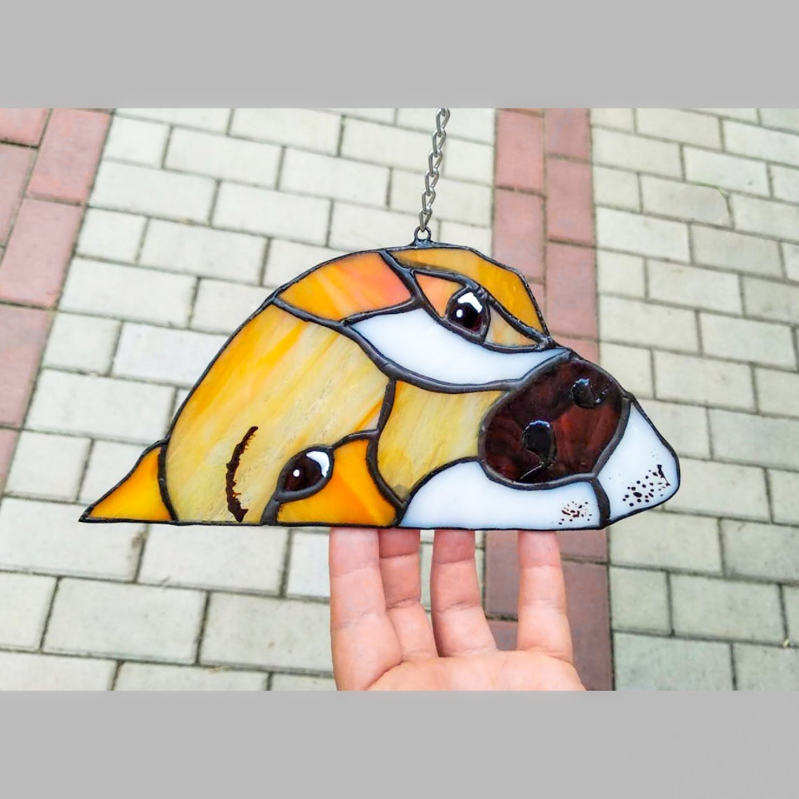 Stained Glass Funny Dog Suncatcher Playful Stained Glass Pup - Etsy