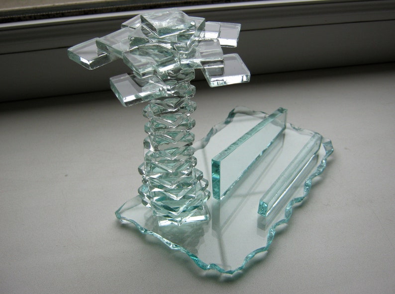 Stacked Glass Palm Figure Layered Glass Sculpture Glass Card | Etsy