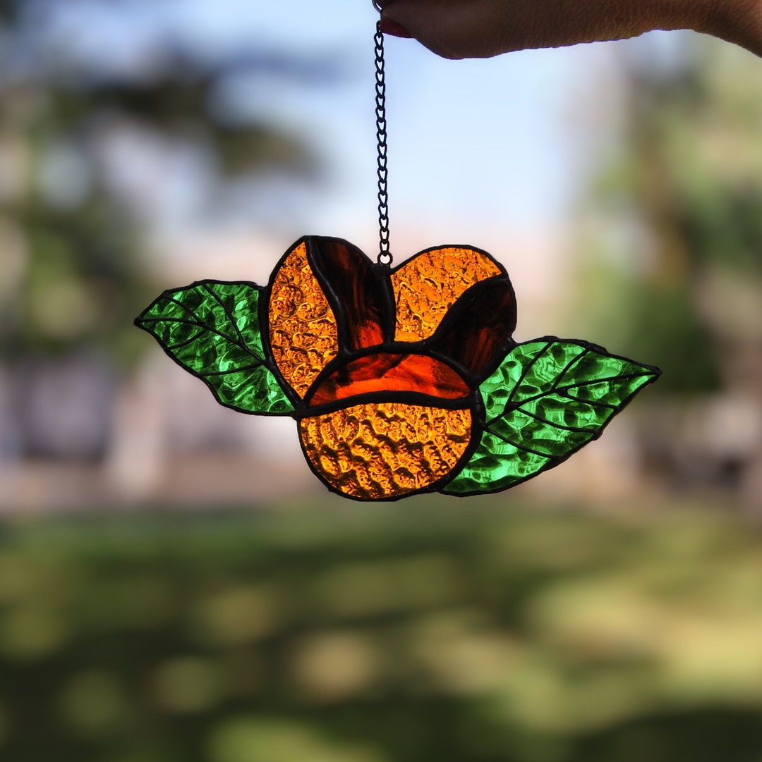 Stained Glass Coffee Bean Suncatcher Green Leaves Coffee Decor Gift for ...