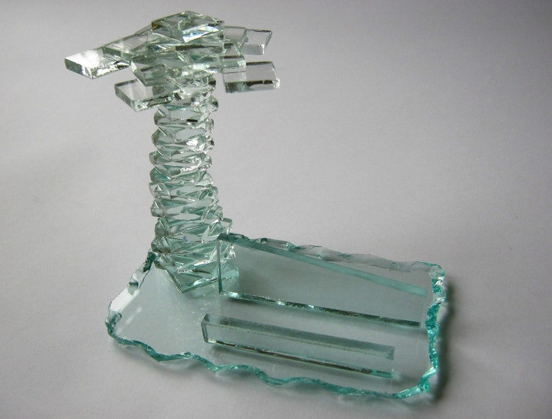 Stacked Glass Palm Figure Layered Glass Sculpture Glass Card | Etsy