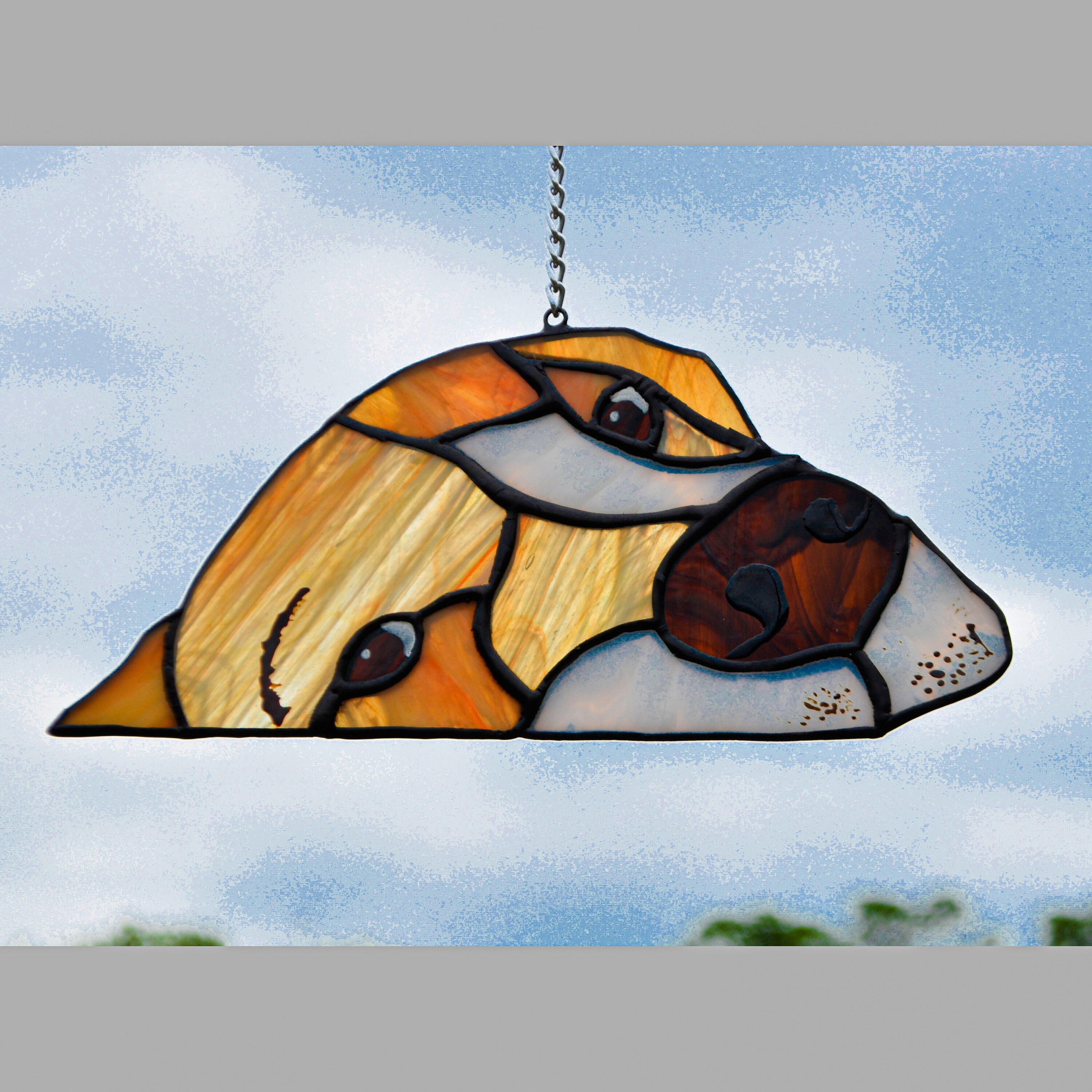 Stained Glass Funny Dog Suncatcher Playful Stained Glass Pup - Etsy