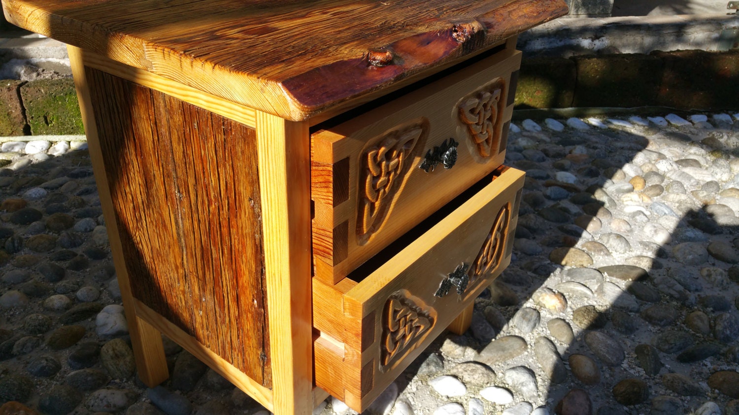 Custom Wood CARVED BEDSIDE Table Custom RECLAIMED Wood Bedside Table Custom Carved Nightstand - Etsy
