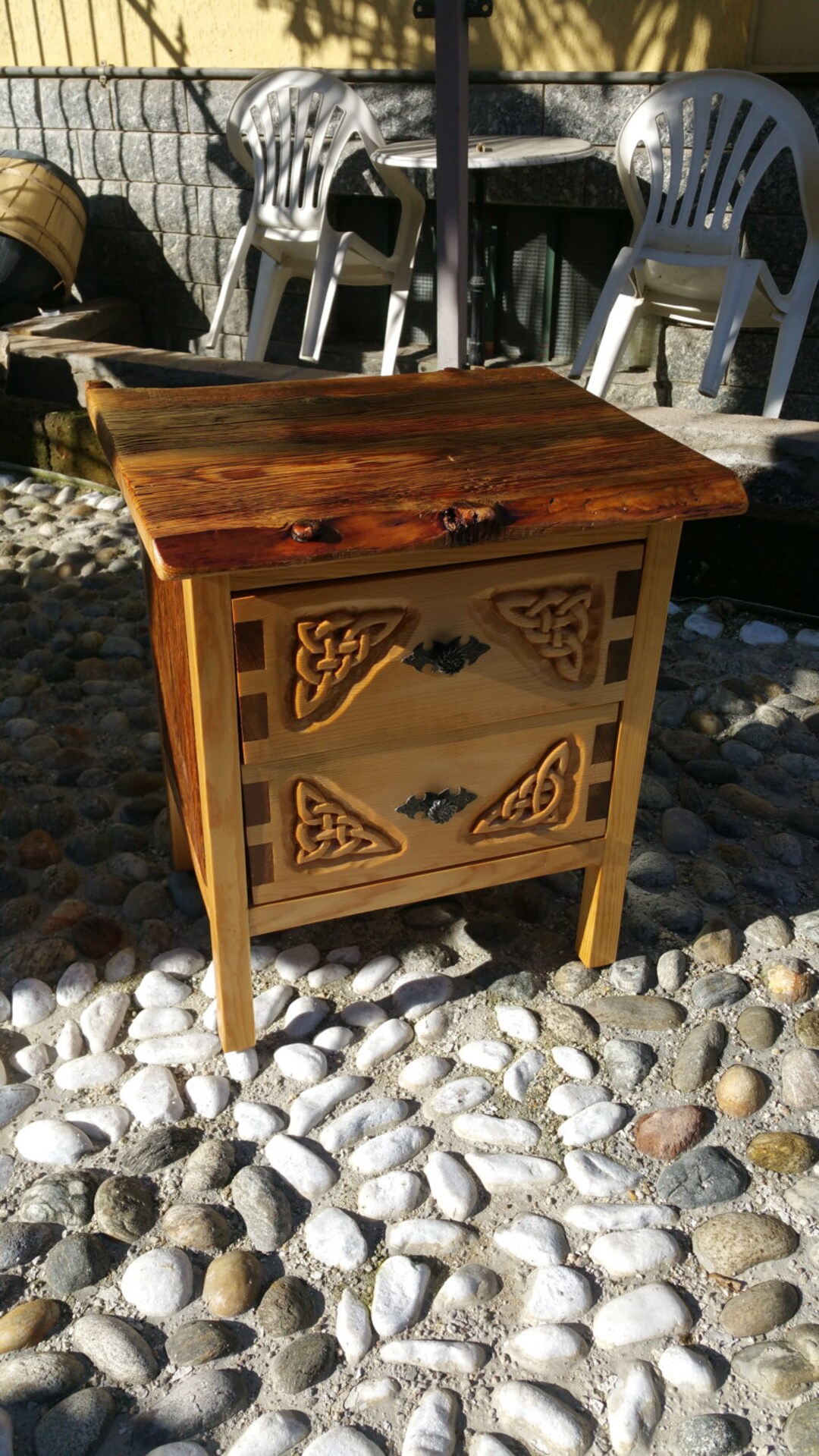 Custom Wood CARVED BEDSIDE Table - Custom RECLAIMED Wood Bedside Table ...