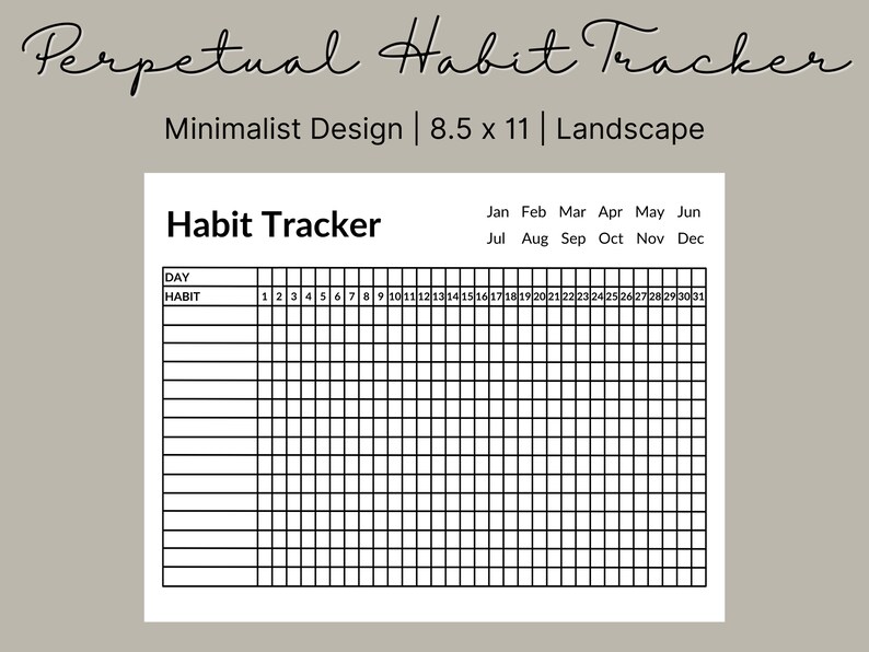 Perpetual Printable Habit Tracker Monthly Habit Tracker Habit Tracker ...