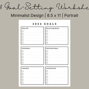 2024 Goal Setting Worksheet Categories Goal Planning Template Intention ...