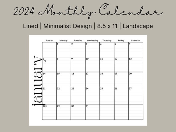 Printable 2024 Monthly Calendar Calendar for Teachers - Etsy