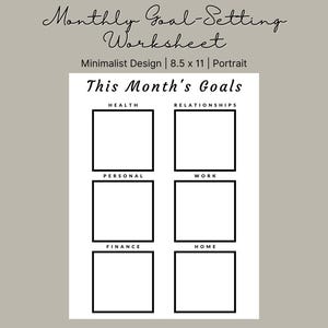 Monthly Intentions Planner Goal Setting Worksheet Digital Goal Tracker ...