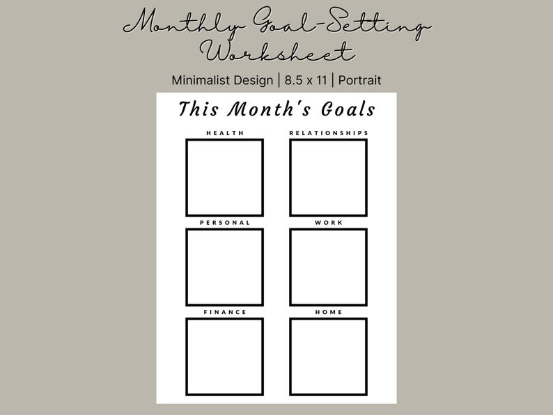 Monthly Intentions Planner Goal Setting Worksheet Digital Goal Tracker ...