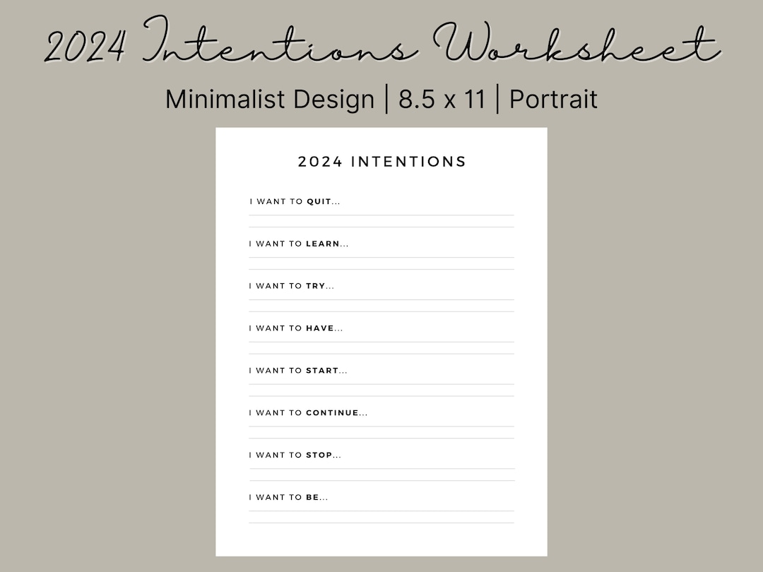 2024 Intentions Printable Goal Setting Worksheet Intention Setting 2024 ...