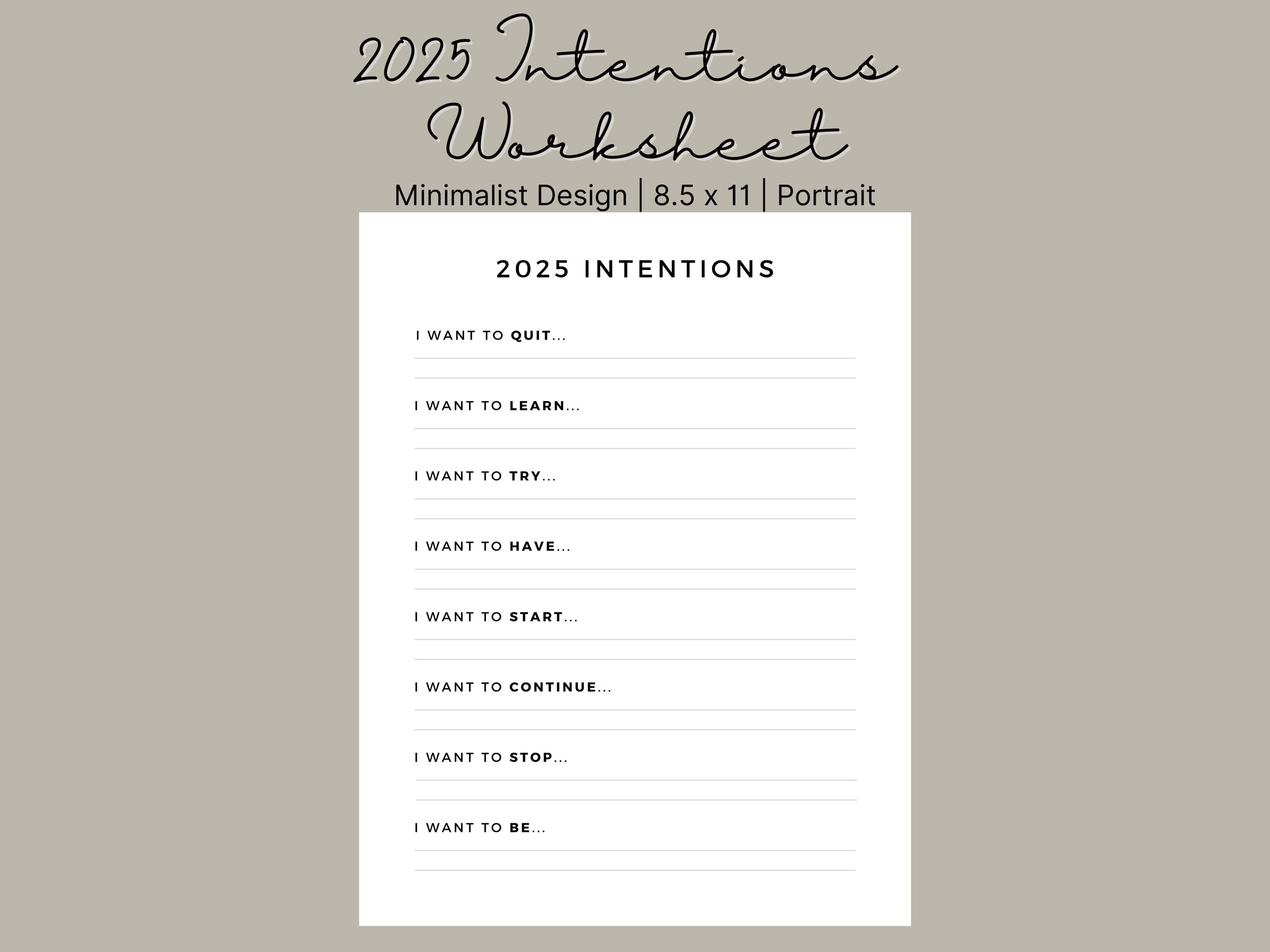 2025 Intentions Printable | Goal Setting & Manifestation Worksheet ...