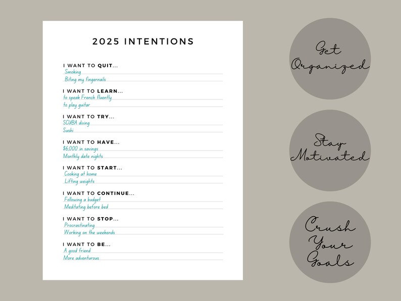 2025 Intentions Printable | Goal Setting & Manifestation Worksheet ...