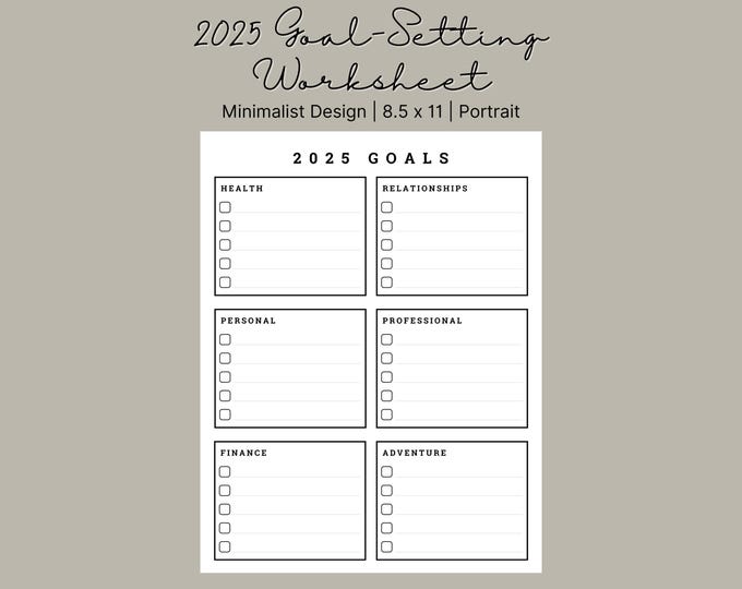 2025 Goal Setting and Manifestation Worksheet | Goal Planning Template ...