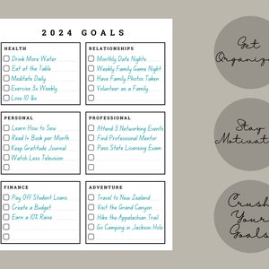 2024 Goal Setting Worksheet Categories Goal Planning Template Intention ...