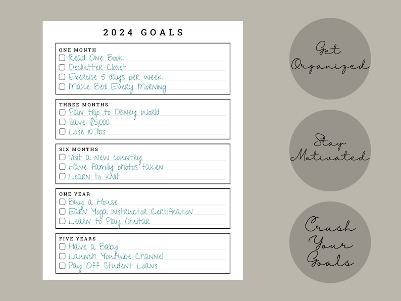 Time Block Goal Setting Worksheet | Intention Setting Guide | 2024 Goal ...