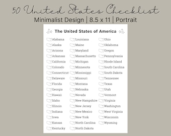 50 States Checklist Printable US States Bucket List Challenge United ...