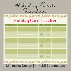 Holiday Card Tracker Printable | Christmas Card List Organizer (digital ...