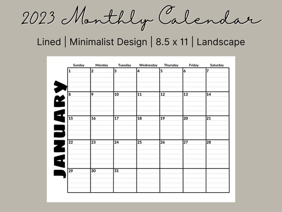 Printable 2023 Monthly Calendar Calendar for Teachers - Etsy