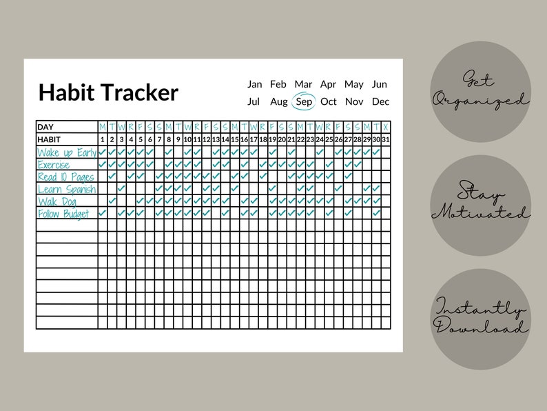 Perpetual Printable Habit Tracker Monthly Habit Tracker Habit Tracker ...