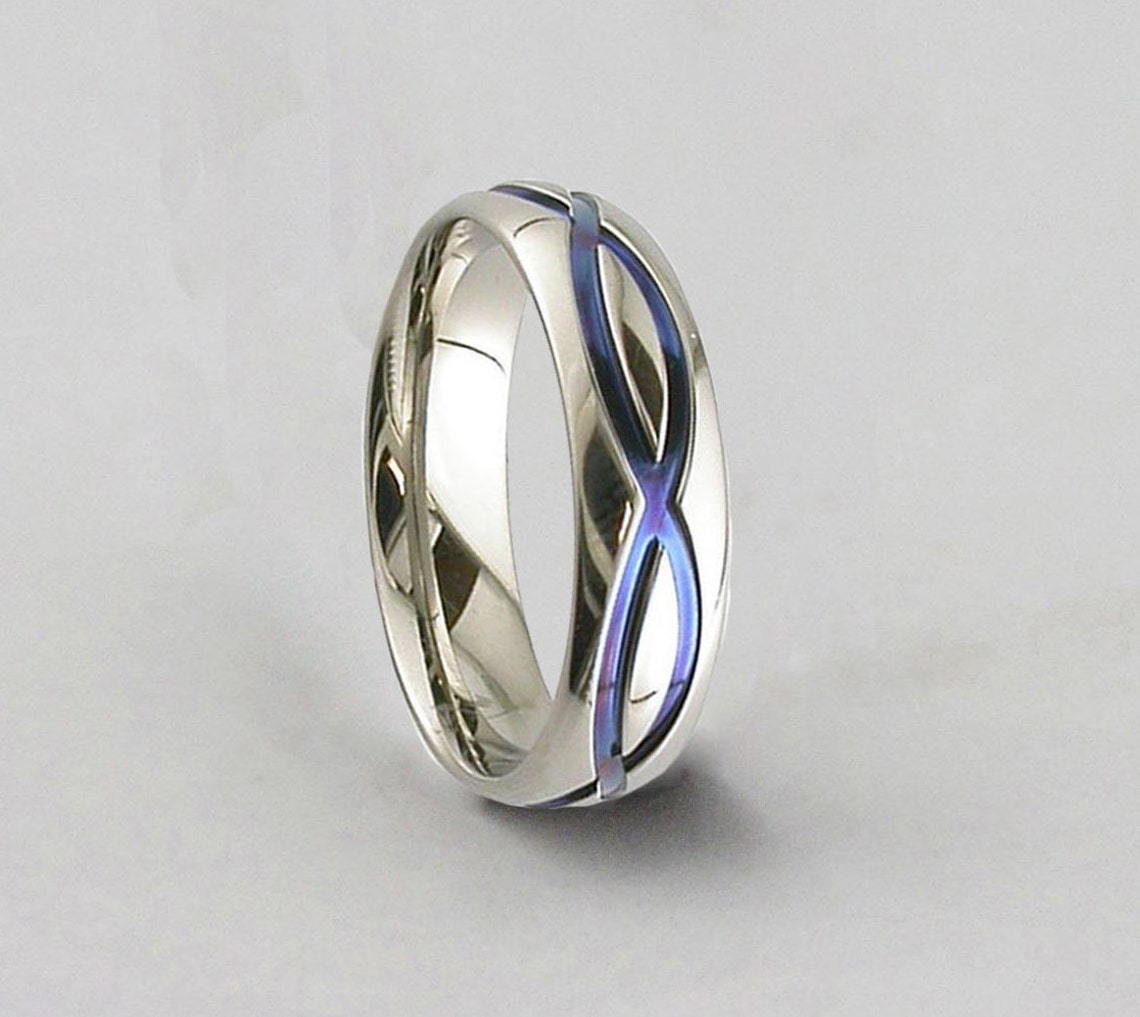 Infinity Ring, Infinity Wedding Band, Zirconium Wedding Band, Anodised ...