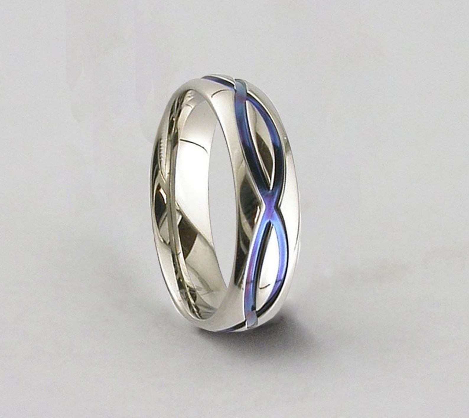 Infinity Ring, Infinity Wedding Band, Zirconium Wedding Band, Anodised ...