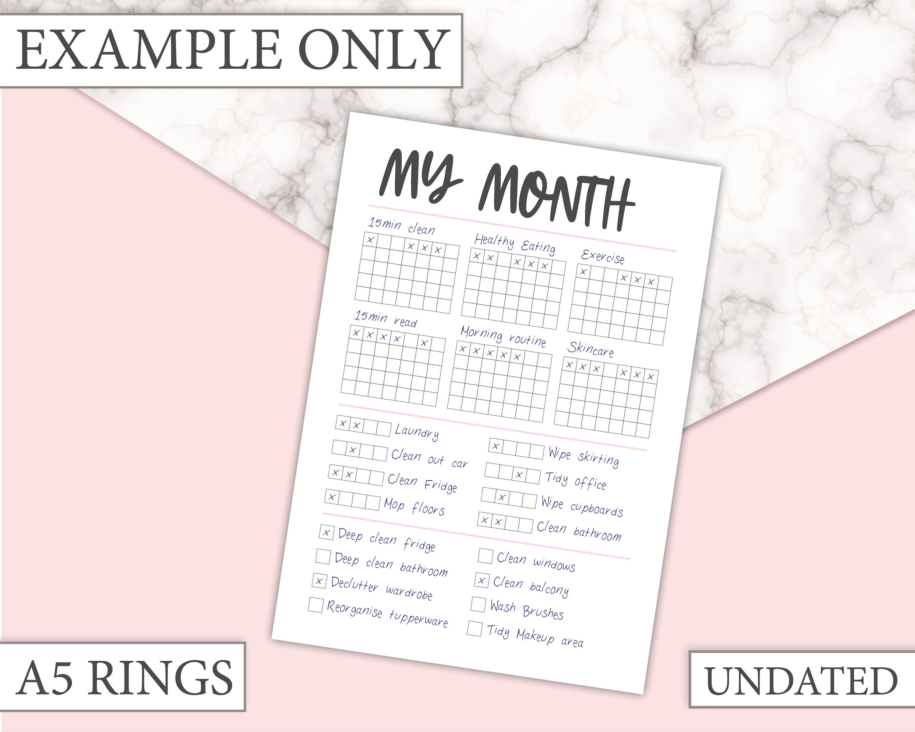 A5 Rings Monthly Habit Tracker Track Daily, Weekly and Monthly Habits ...