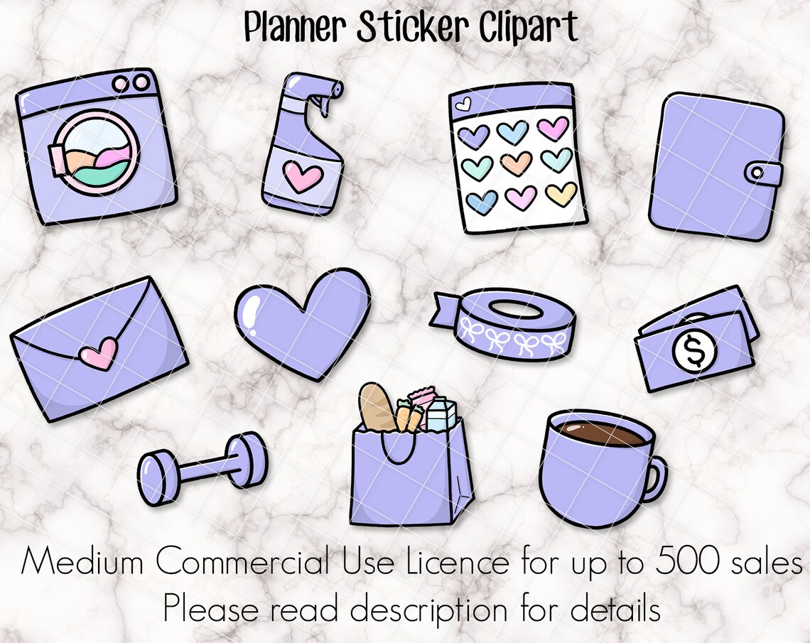 Planner Icon Clipart Set Commercial Use up to 500 Sales Included 11 ...
