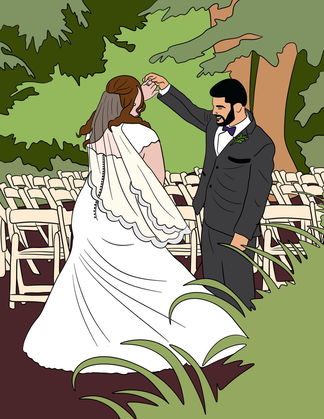 Hand Drawn Digital Portraits - Wedding, Anniversary, Bridesmaid Gift - Etsy