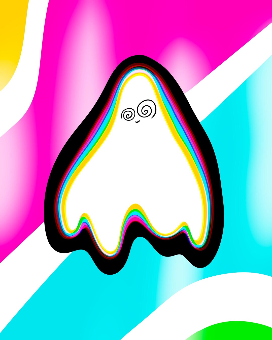 Trippy Ghost - Waterproof Vinyl Sticker Hand Drawn Art Decal - Etsy