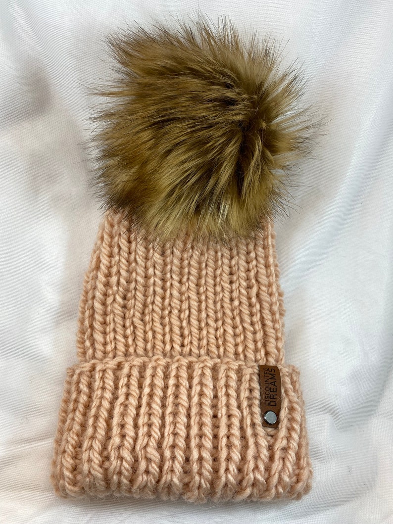 Light Pink Chunky Knit Beanie, Ultra Soft, With or Without Pom ...