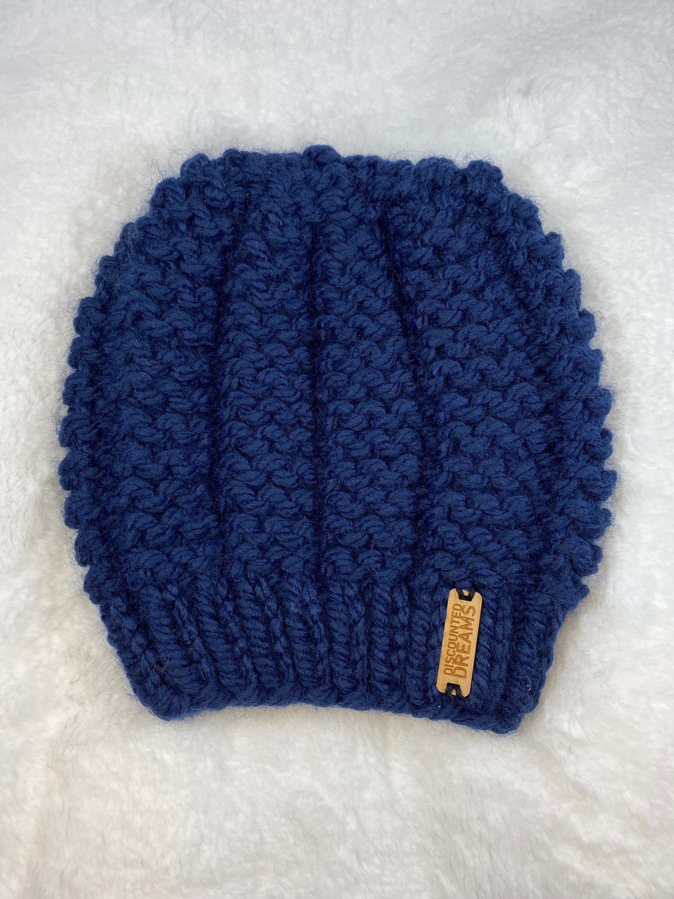 Navy Blue Hand Knit Beanie, Gorgeous Texture, With or Without Pom ...