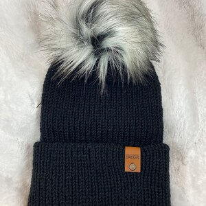 Black Knit Beanie With or Without Pom, Ready to Ship! - Etsy