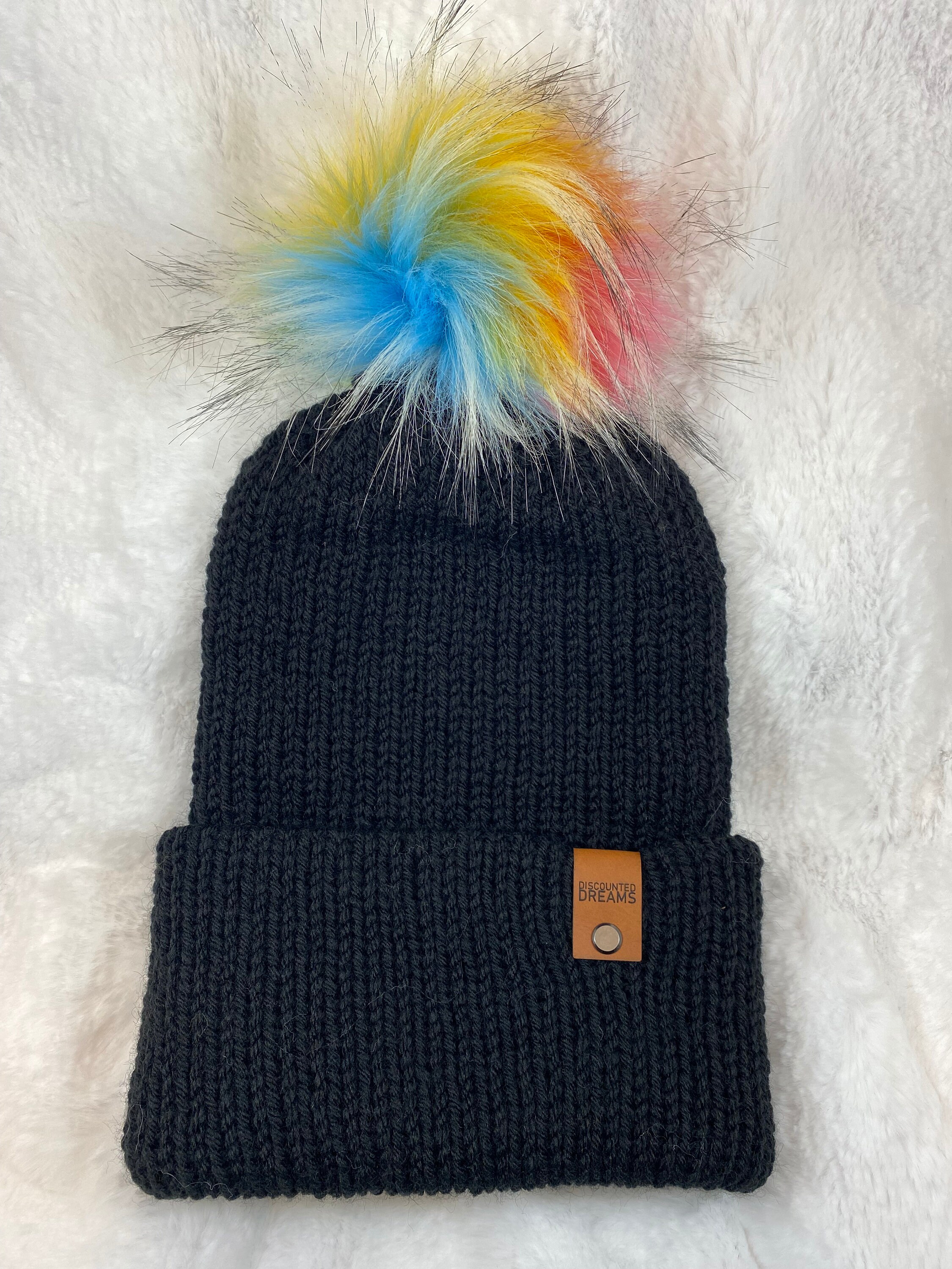 Black Knit Beanie With or Without Pom, Ready to Ship! - Etsy