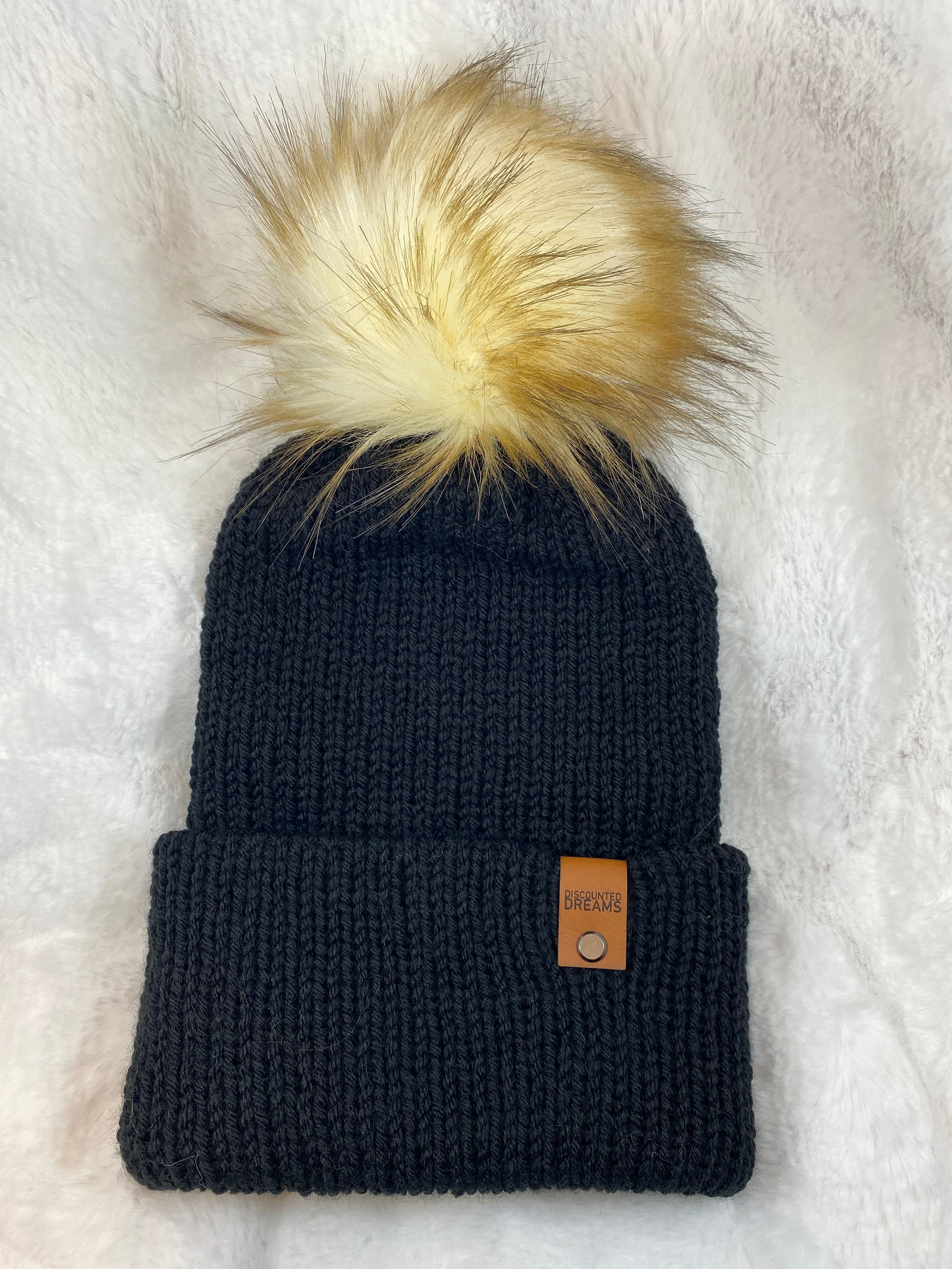 Black Knit Beanie With or Without Pom, Ready to Ship! - Etsy