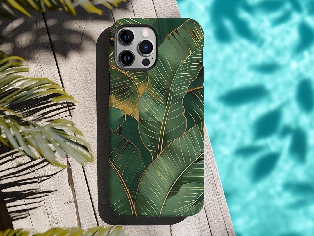 Luxurious Gold Banana Leaf iPhone Case, Durable Protective Tough Case ...