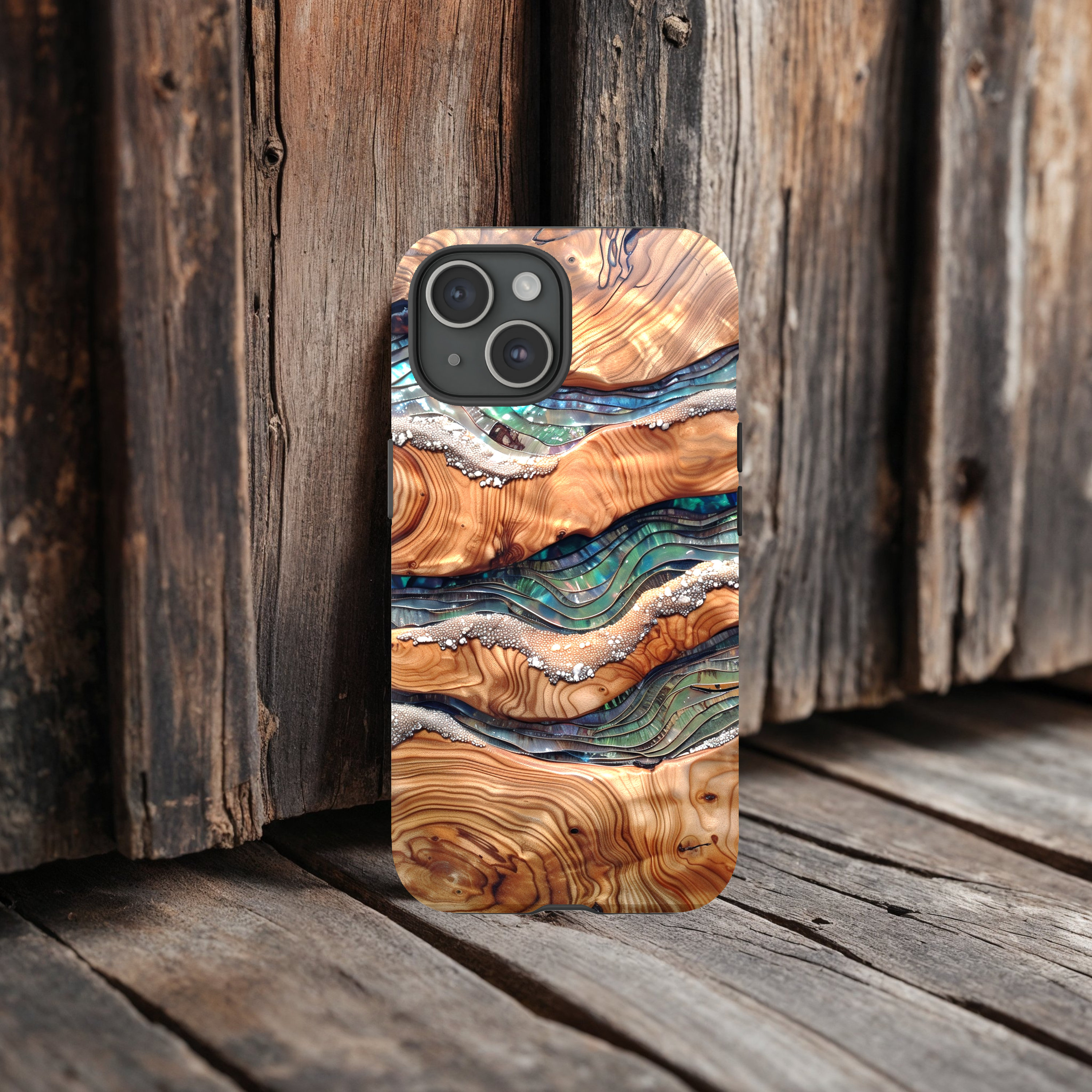 Abalone Shell-inspired artistic Print Rendition Wood Grain Tough Case ...