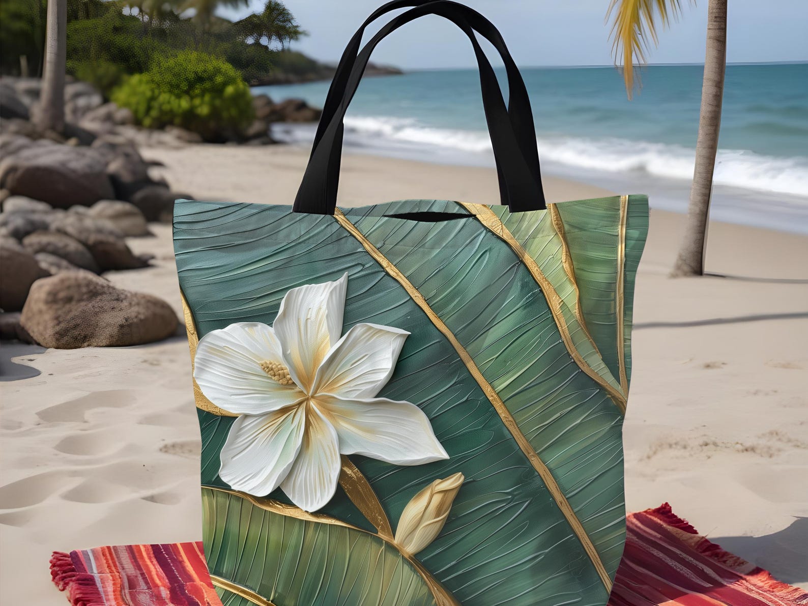 Banana Leaf and Gardenia Tote Bag - Etsy