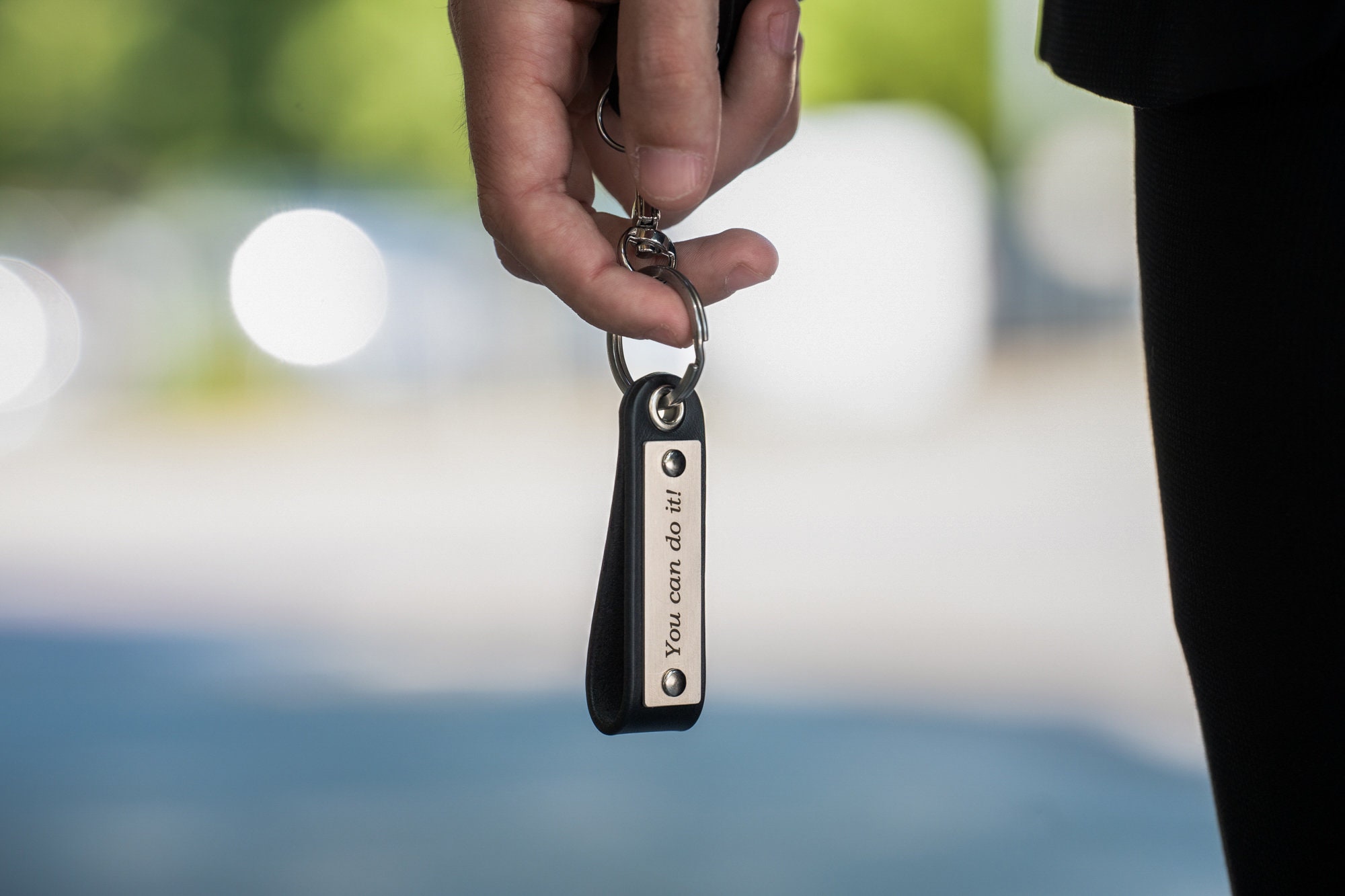 Personalized Quote Keychain, Customized Leather Key Holder, Custom ...